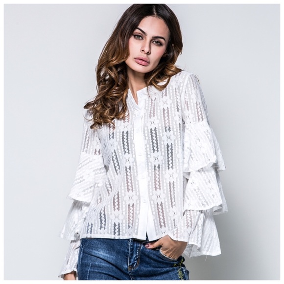 Tops | Layered Ruffle Sleeve Top | Poshmark