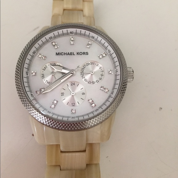 Michael Kors | Accessories | Michael Kors White Tortoise Shell Watch ...