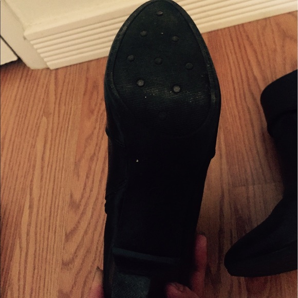 George | Shoes | Chunky Heeled Black Faux Leather Booties | Poshmark