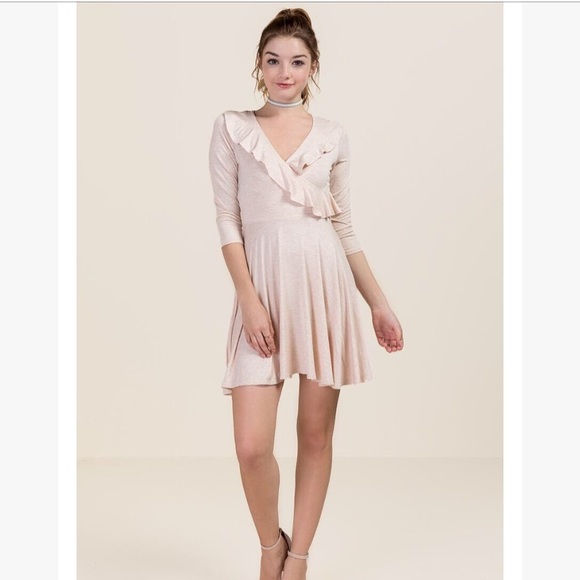 Dresses | Light Pink Ruffle Wrap Midi Half Sleeve Dress | Poshmark