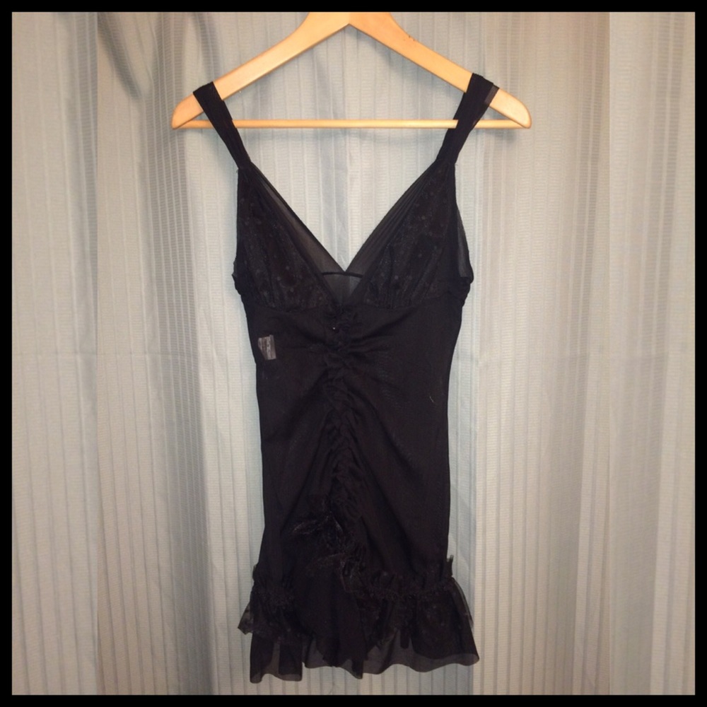 Black Lace Sheer Ruffle Lingerie - Gem