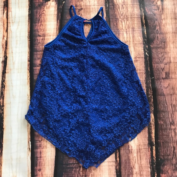 Boutique | Tops | Beautiful Cobalt Blue High Neck Lace Tank Top | Poshmark