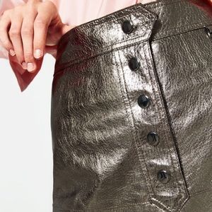 Zara | Skirts | Zara Silver Metallic Leather Skirt Small | Poshmark