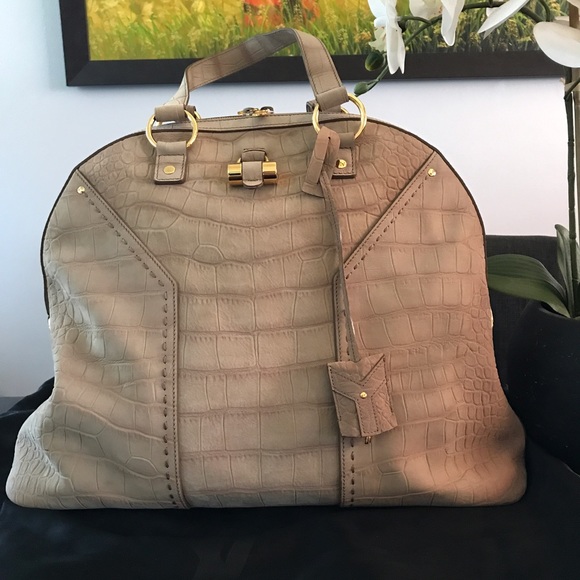 Yves Saint Laurent | Bags | Ysl Oversized Muse Croc Print Suede Leather ...