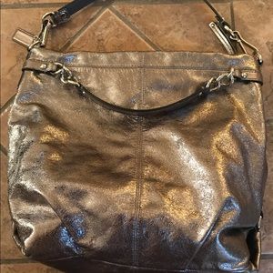 Coach | Bags | Coach Brooke Handbag Pewter Metallic Leather | Poshmark