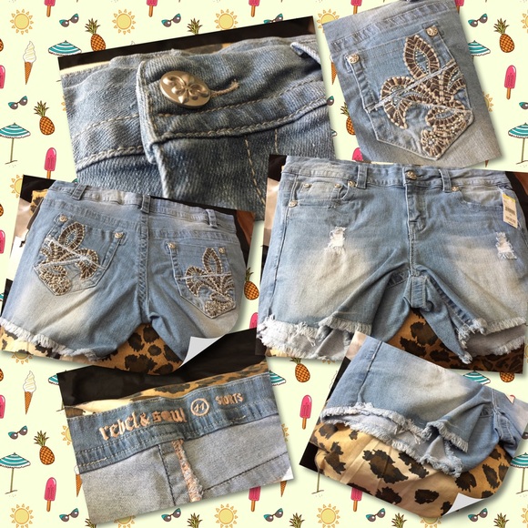 Rebel & Soul | Shorts | Nwt Rebel Soul Embellished Denim Shorts | Poshmark