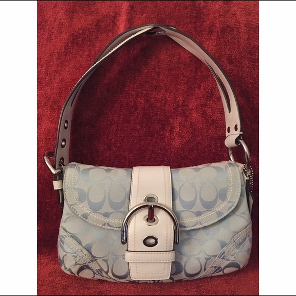 Coach | Bags | Authentic Coach Purse Light Blue White New | Poshmark