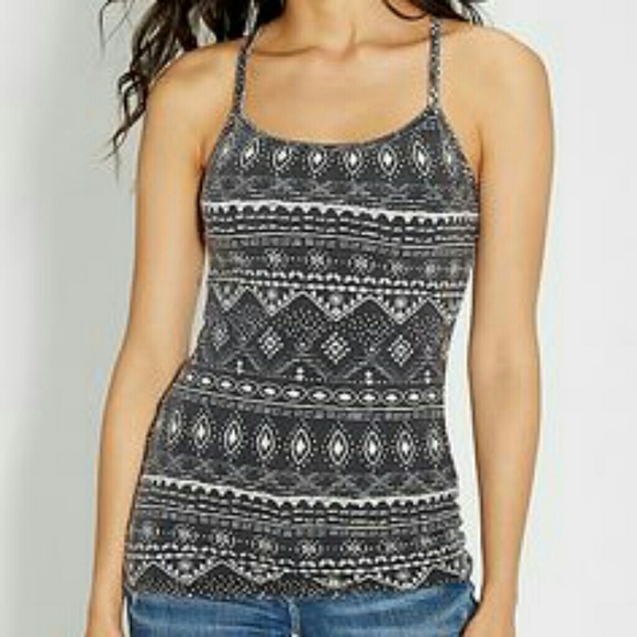 Maurices | Tops | Maurices Razorback Shelf Bra Ethnic Print Gray S ...
