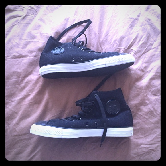 Shoes | Converse Custom All Black Woolrich | Poshmark