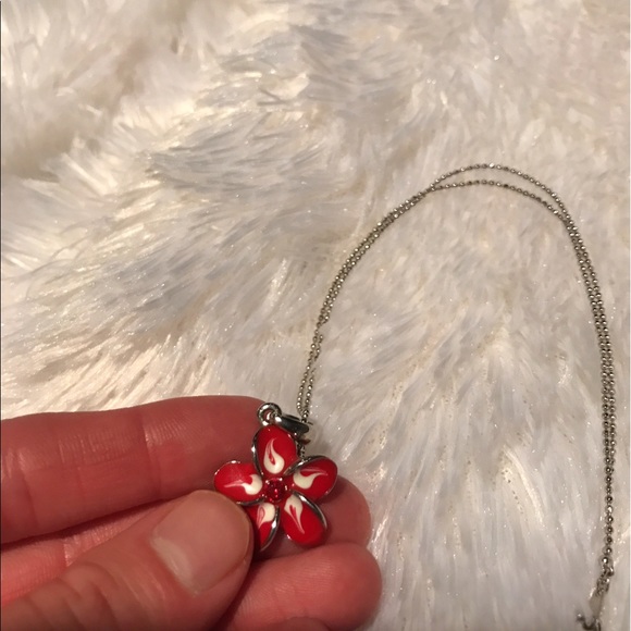 Jewelry | Red Flower Necklace | Poshmark