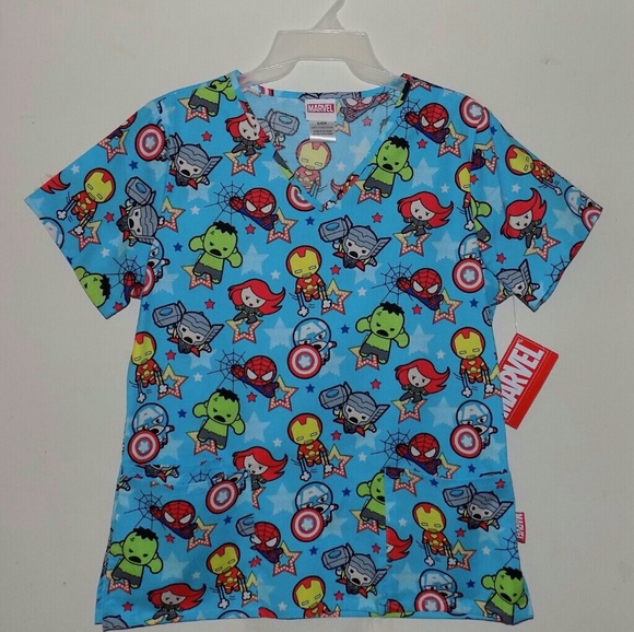 Marvel | Tops | Marvel Superheroes Scrub Top Vneck Plus Size | Poshmark
