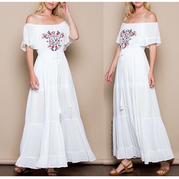 Southern Girl Fashion - GAUZE DRESS Off the Shoulder Maxi Long Draped ...