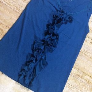LOFT | Tops | Blue Loft Ruffle Tank Top | Poshmark
