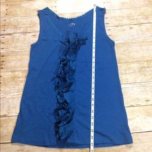 LOFT | Tops | Blue Loft Ruffle Tank Top | Poshmark