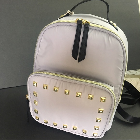 tshirt & jeans | Bags | Grey Gold Studded Backpack Purse Black Straps ...