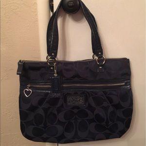 Coach | Bags | Coach Signature Navy Blue Tote Handbag | Poshmark