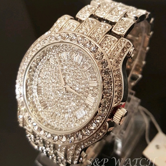Accessories | Men Hip Hop Iced Out White Gold Tone Watch | Poshmark
