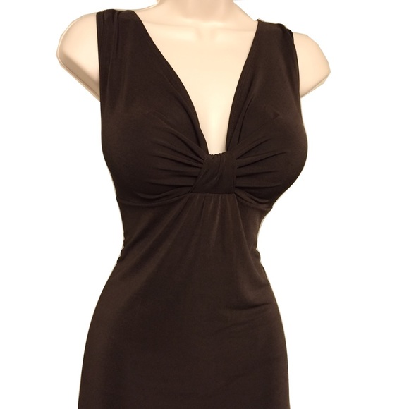 Dresses | Sleeveless Brown Knotted Vneck Dress | Poshmark