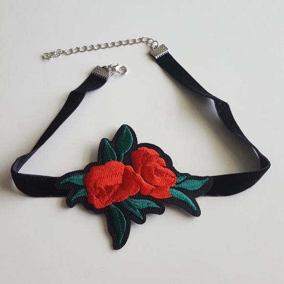 Icecreamsoda19 | Jewelry | Velvet Red Rose Choker Necklace | Poshmark