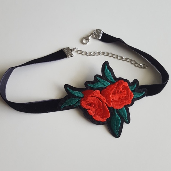 Icecreamsoda19 | Jewelry | Velvet Red Rose Choker Necklace | Poshmark