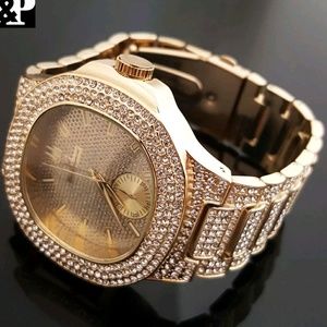 Accessories | Men Hip Hop Quavo Gold Pt Luxury Watch Bracelet | Poshmark