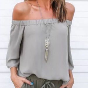Tops | Off Shoulder Chiffon Blouse | Poshmark