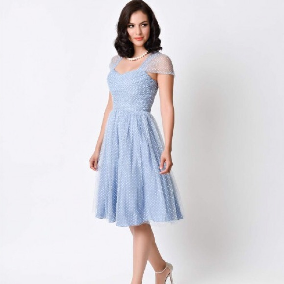 Unique Vintage | Dresses | 95s Style Pastel Blue Dress | Poshmark