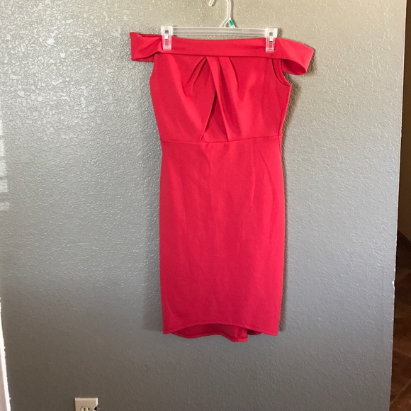 JustFab | Dresses | Coral Almost Red Off Shoulder Dress From Justfab ...