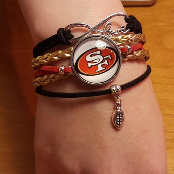 Jewelry | Nfl 49ers Bracelet Handmade Football Charm | Poshmark