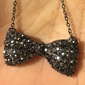 Jewelry | Gorgeous Hematite Chain Wrhinestone Covered Bow | Poshmark