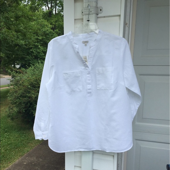 Talbots | Tops | Nwt Talbots White Linen Tunic Blouse 2x | Poshmark