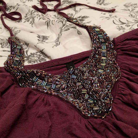 Amisu | Tops | Pretty Purple Beaded Haltertube Top | Poshmark