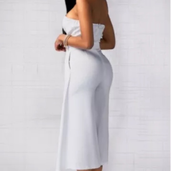 Pants & Jumpsuits | Sleek Bodycon Strapless Wide Leg Fitted Top Romper ...