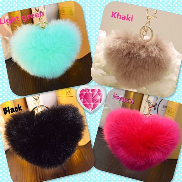 Accessories | Heart Shaped Rabbit Fur Keychainpick Color | Poshmark