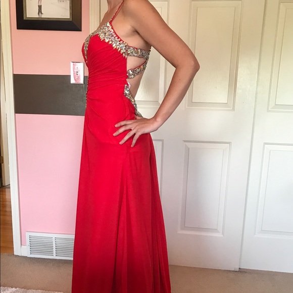 Party Time Formals | Dresses | Bright Red Prom Dress Size 2 Worn Once ...