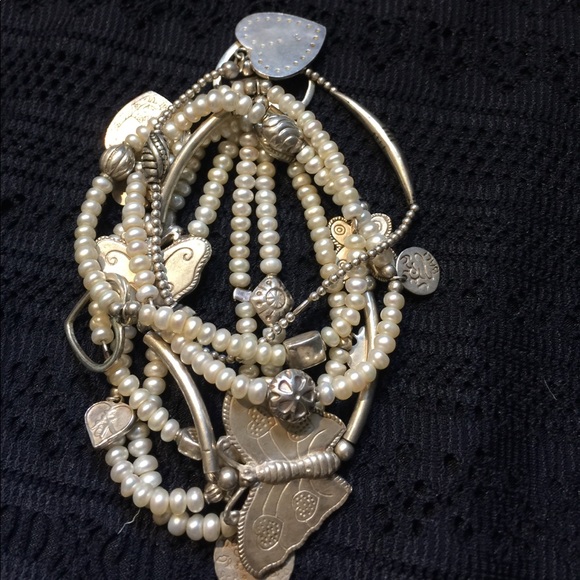 good charma | Jewelry | 7 Good Charma Sterling Silver And Pearl Bracelets | Poshmark