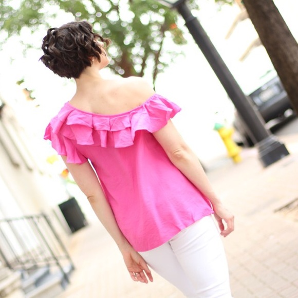 Tops | Nwt Hot Pink One Shoulder Ruffle Top | Poshmark
