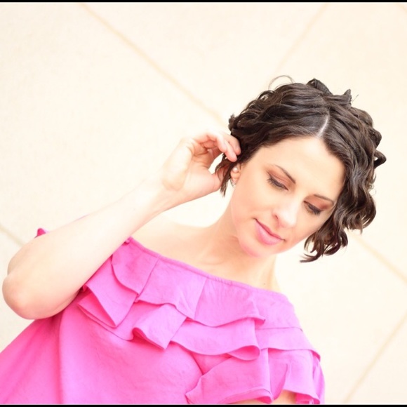 Tops | Nwt Hot Pink One Shoulder Ruffle Top | Poshmark