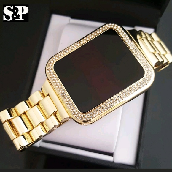 Accessories | Iced Out Digital Touch Screen Gold Plated Watch | Poshmark
