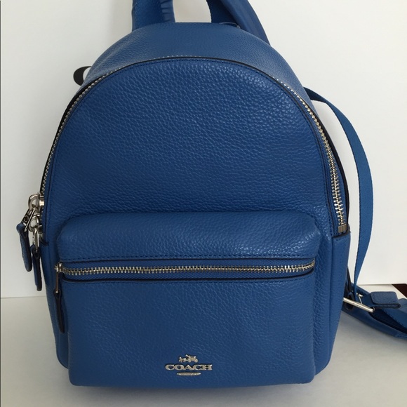 Coach | Bags | Coach Mini Charlie Backpack Pebble Leather Lapis | Poshmark