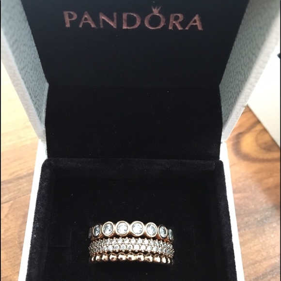 Pandora | Jewelry | Pandora Rose Gold Stacking Ring Set | Poshmark