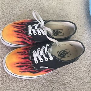 Vans | Shoes | Flame Fire Black Vans Originals Authentics | Poshmark