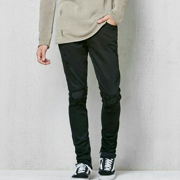PacSun | Jeans | Pacsun Stacked Skinny Destroyed Moto Zip Jeans | Poshmark