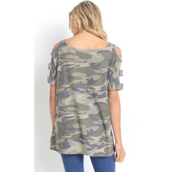 Boutique | Tops | Camouflage Cutout Ladder Sleeve Tunic Top S M L ...