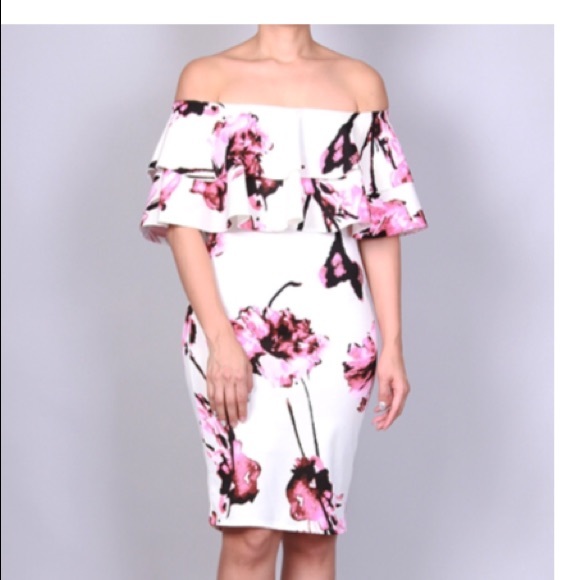 Dresses | Off The Shoulder Flower Mini Dress | Poshmark