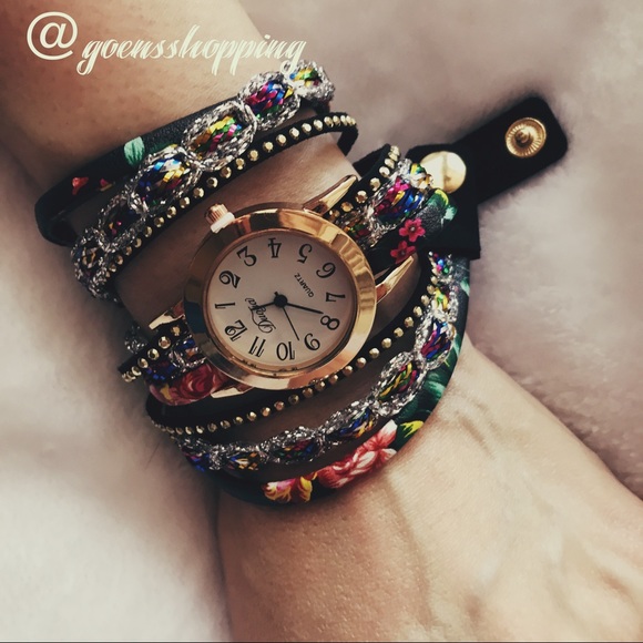 Goensshopping | Accessories | Womens Black Leather Sale Floral Wrap ...