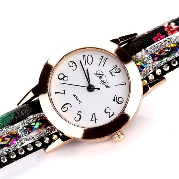 Goensshopping | Accessories | Womens Black Leather Sale Floral Wrap ...