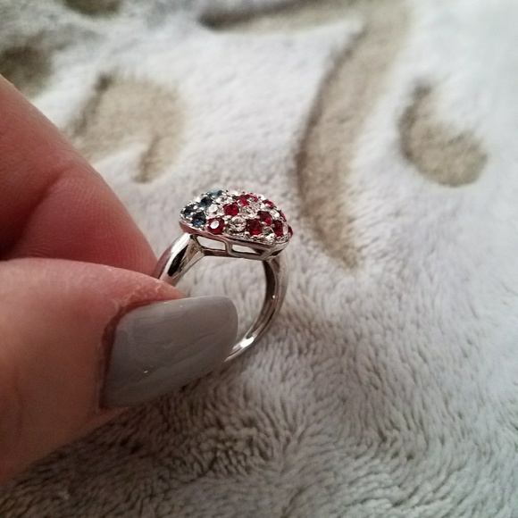 JTV | Jewelry | Jtv 925 Silver Heart American Flag Ring | Poshmark