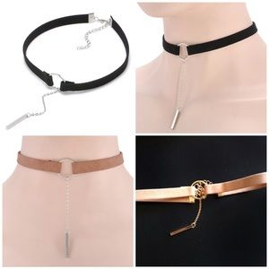 Jewelry | Leather Choker Bar Pendant Blacktan Goldsilver | Poshmark