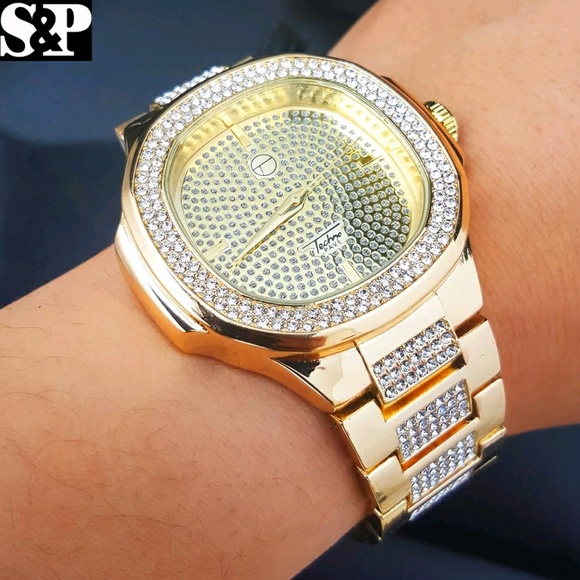 Accessories | Luxury Designer Style Bling Gold Finished Watch | Poshmark
